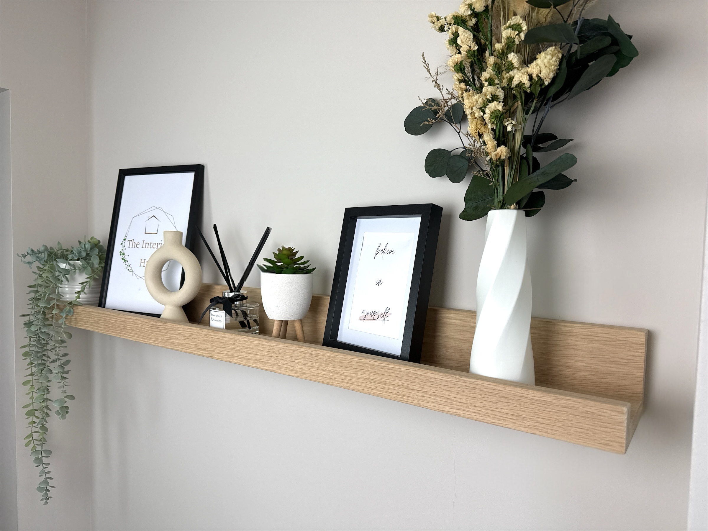 Oak Picture Ledge Shelf | Handmade In The UK | Quality Wax Finish – The ...